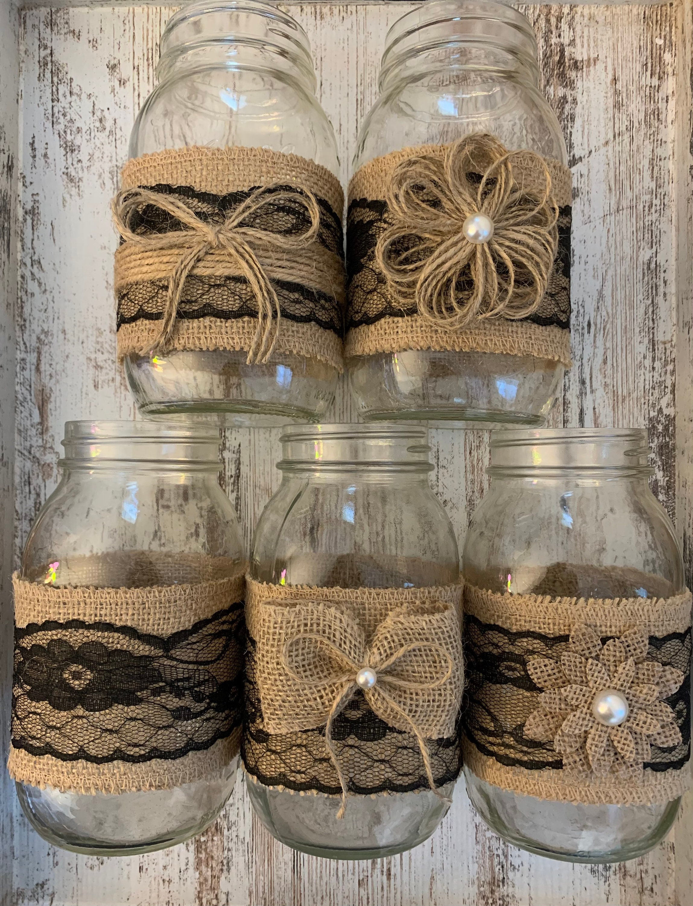 Mason Jar Centerpieces With Burlap