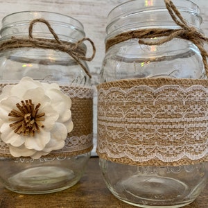 Wedding Mason Jar Centerpieces Rustic Burlap Mason Jar Sleeves Decor ...