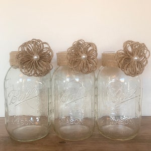 Farmhouse Wedding Decor Burlap Mason Jar Neck Wraps, Boho Bridal Shower ...