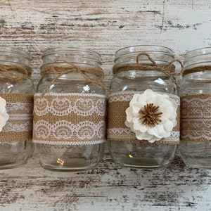 Wedding Mason Jar Centerpieces Rustic Burlap Mason Jar Sleeves Decor ...