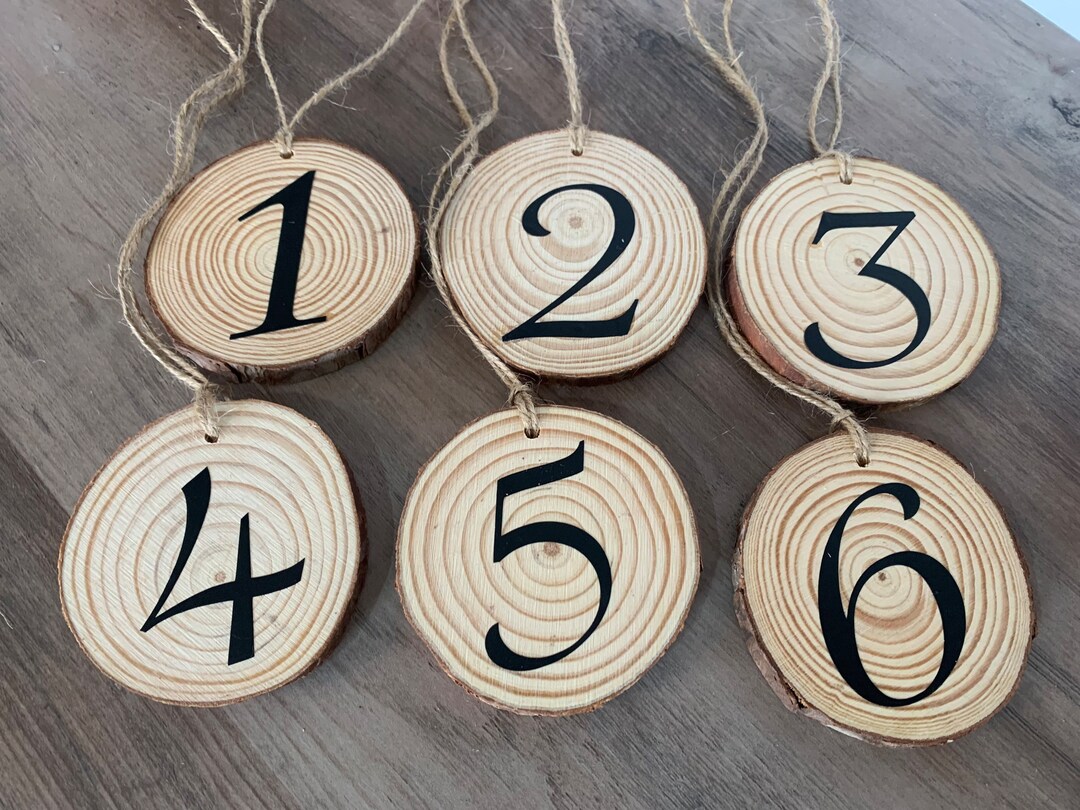 Rustic Wood Wedding Table Number, Hanging Wood Slice Reception Table ...
