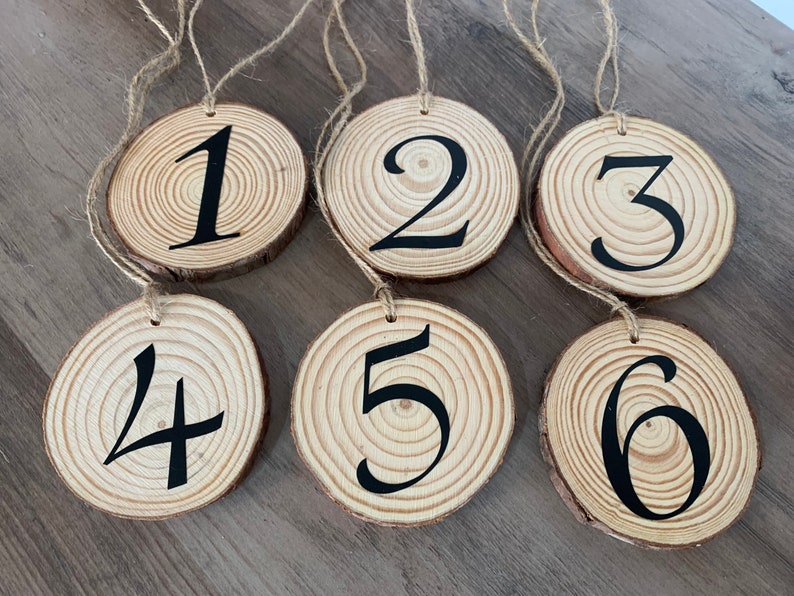 Rustic Wood Wedding Table Number, Hanging Wood Slice Reception Table ...