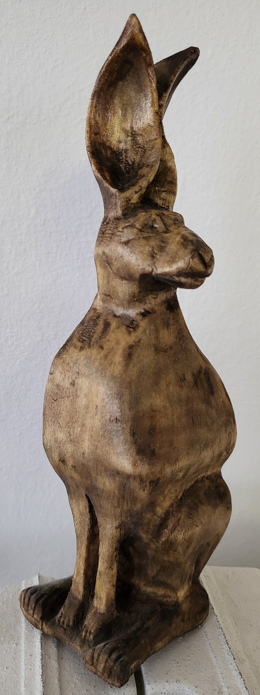Hare Sculpture, Unique and Handmade Wood Carving, One-of-a-kind Artisan ...