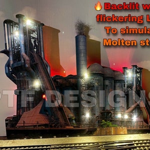 HO Scale BLAST FURNACE - Steel Mill Building Flat W/ Leds Trackside ...