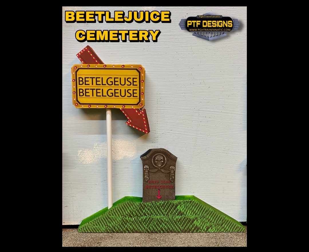 O Scale BEETLEJUICE CEMETERY SIGN Halloween Building Flat, Decoration ...