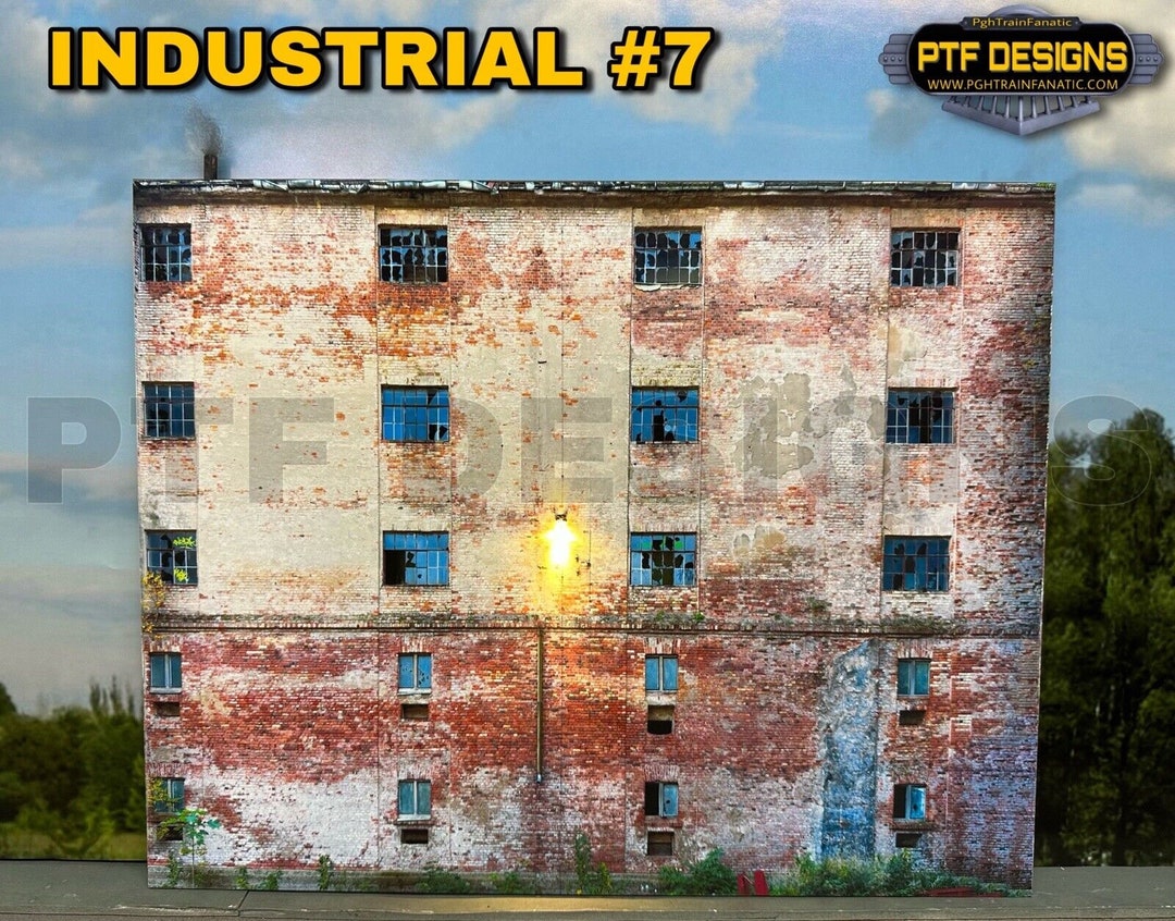 O Scale Industrial 7 Factory Building Flat/front Background for Model ...
