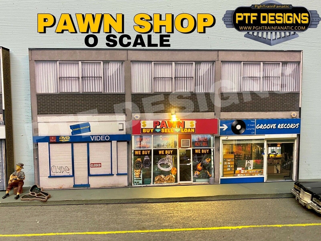 O Scale Pawn Shop Building Flat W/ LED - for Background on Model ...