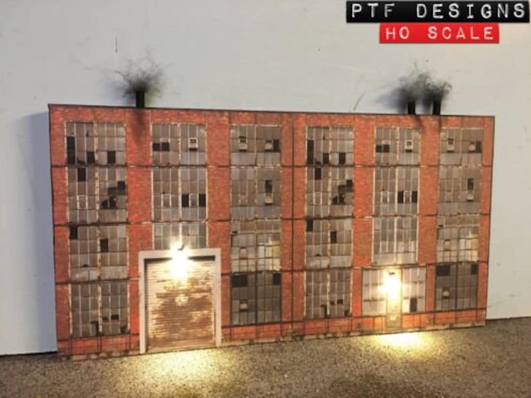 HO Scale Industrial 1 Building Flat / Front 3D Background W/ LED ...