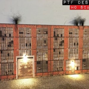 HO Scale Industrial 1 Building Flat / Front 3D Background W/ LED ...