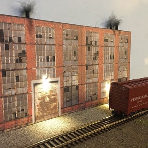 HO Scale Industrial #1 Building Flat / Front 3D Background W/ LED ...