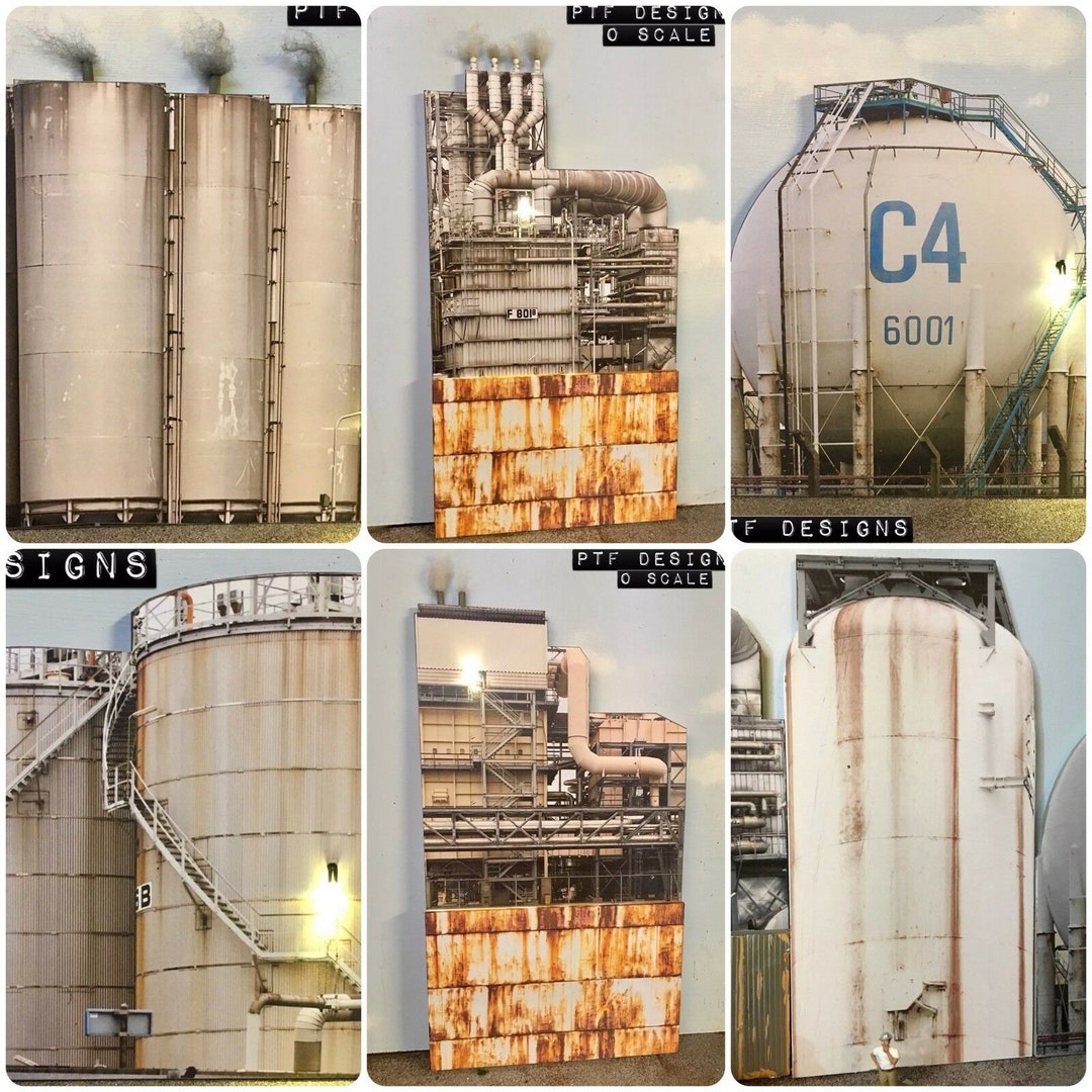 O Scale Scratch Built (tank Farm Entire Set 6) Industrial Front/flats ...