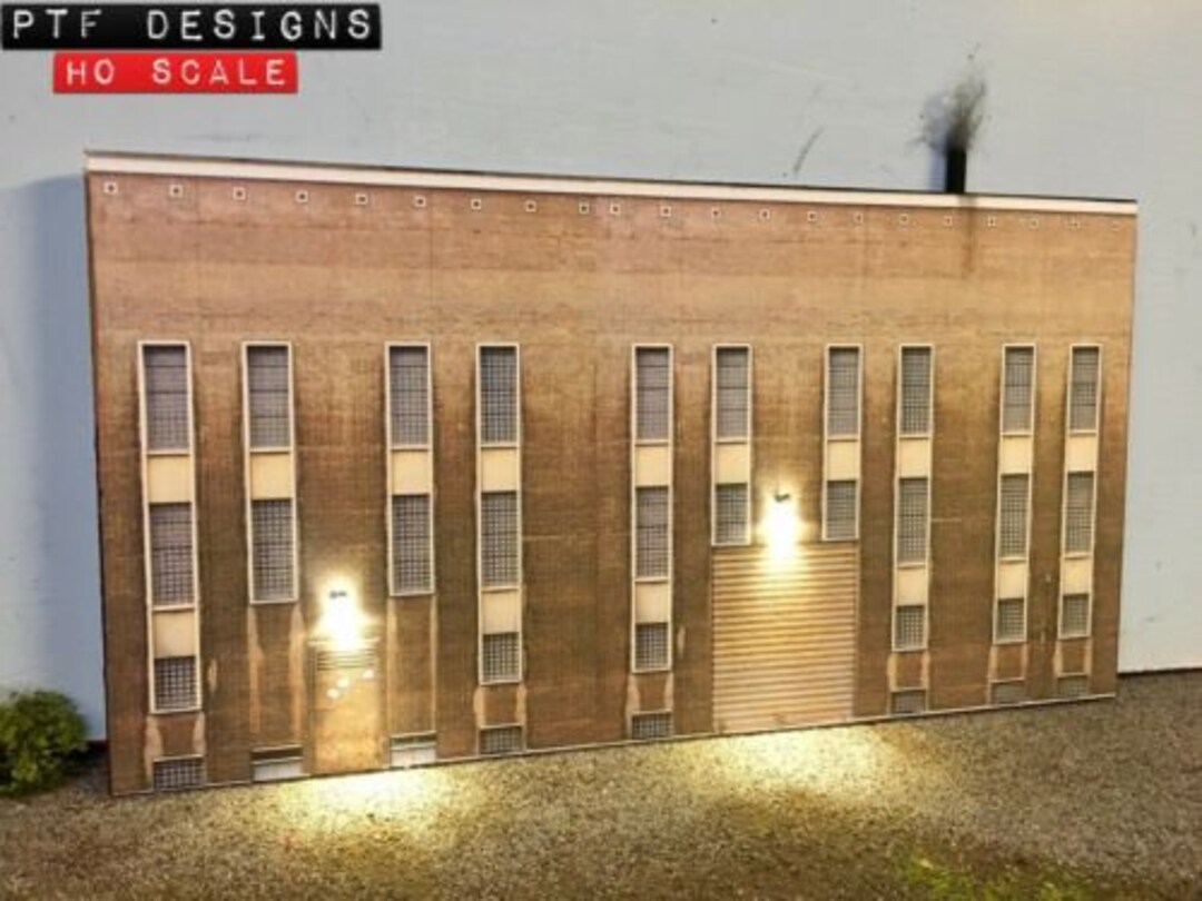 HO Scale Industrial 4 Building Flat / Front 3D Background W/ LED ...