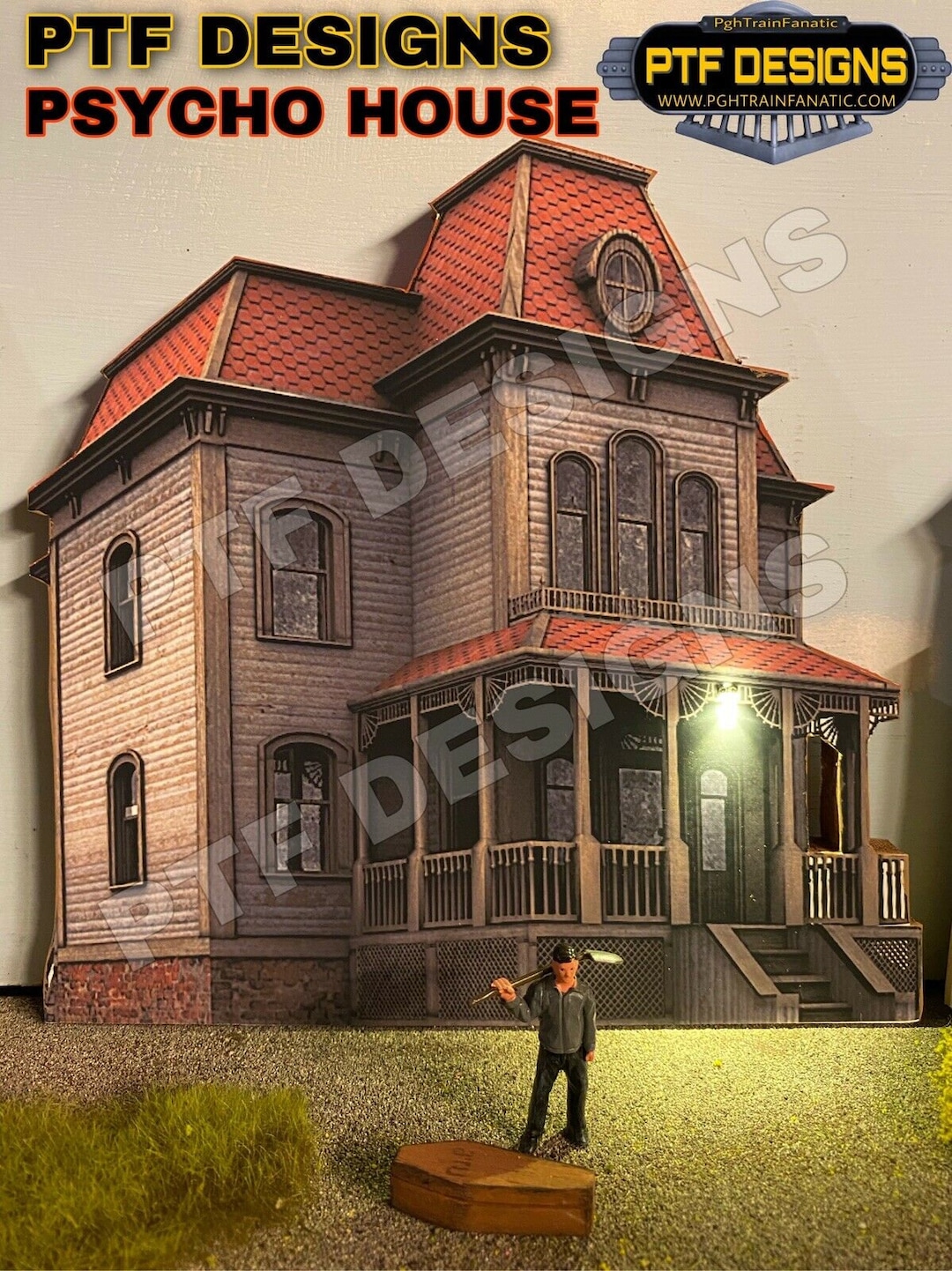 O Scale psycho House Halloween Building Flat Diorama Decoration W/led ...