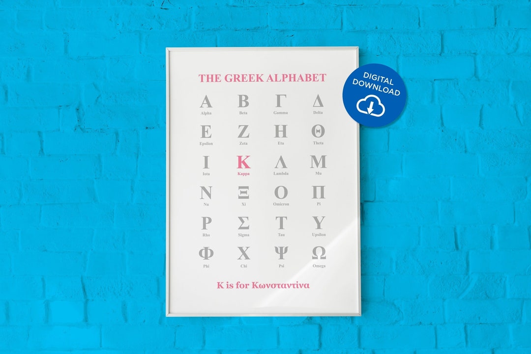 Custom Greek Alphabet Printable Art | Greek Language Name Digital Print ...