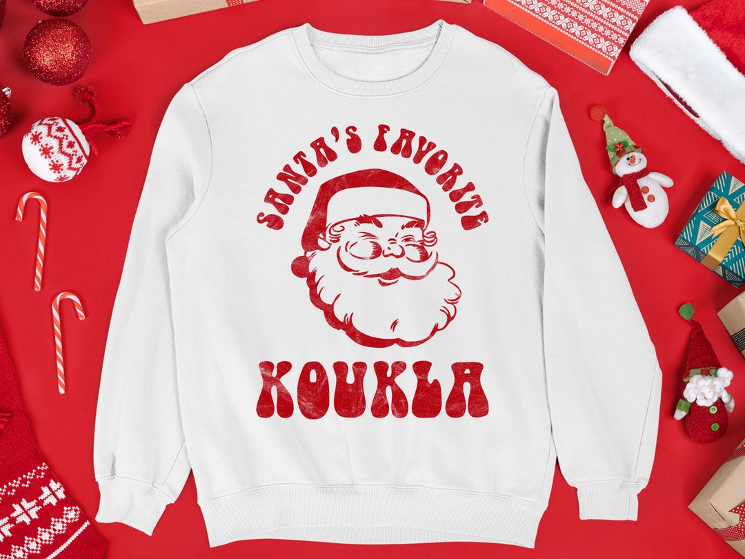 Retro Santa Favorite Koukla Sweatshirt , Greek Christmas Koukla Sweater ...
