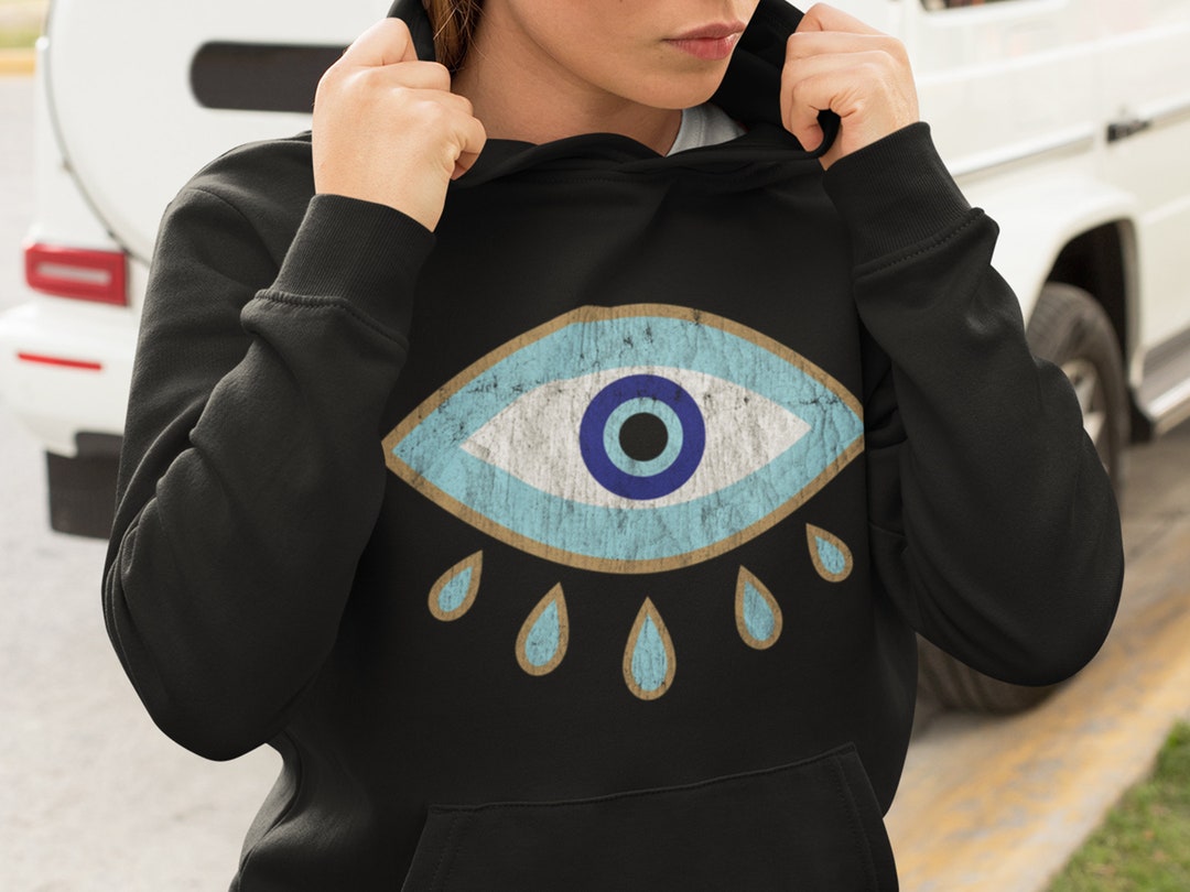 Vintage Greek Evil Eye Unisex Hoodie | Distressed Evil Eye Hoodie ...