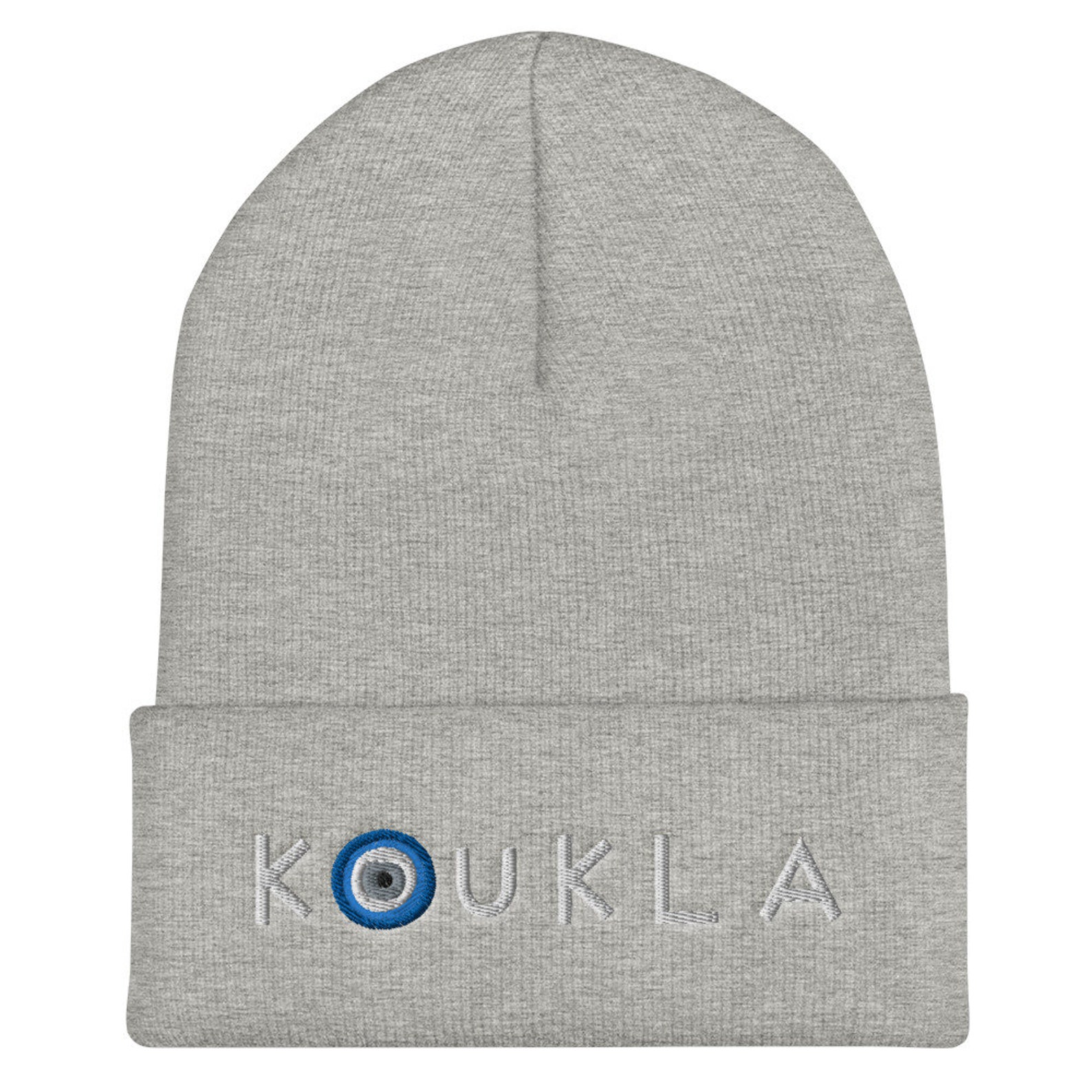 Greek Koukla Cuffed Beanie | Koukla Evil Eye Beanie | Greek Embroidered ...