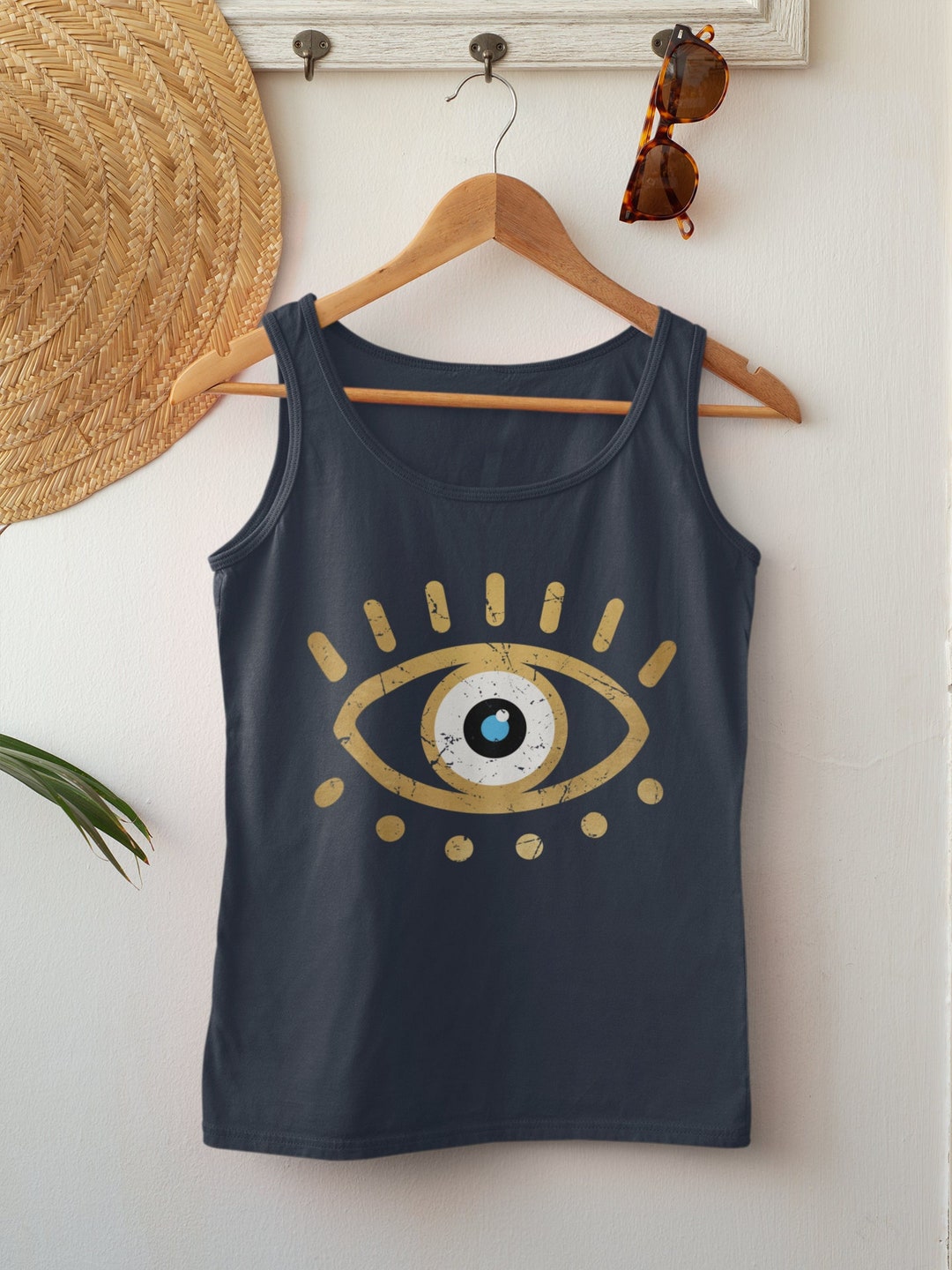 Greek Evil Eye Unisex Jersey Tank, Aesthetic Greek Mati Tank Top, Funny ...