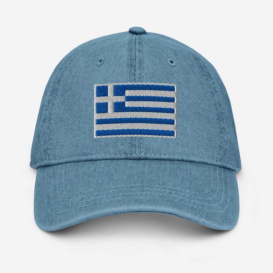 Greece Flag Denim Hat, Greek Cap, Greek Flag Embroidered Denim Cap ...