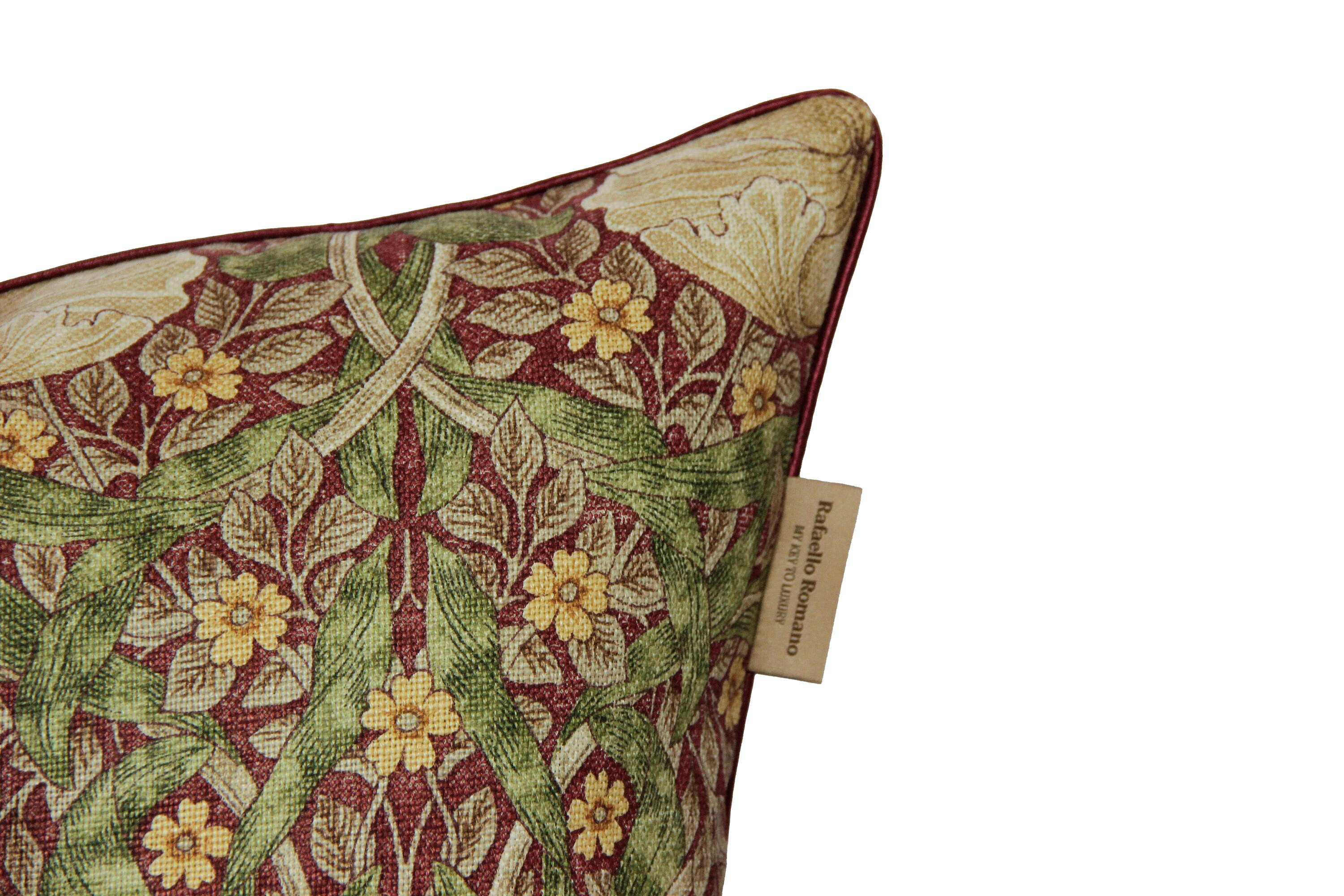 William Morris - Pimpernel - Red / Thyme Linen Pillow Cover - Designer ...