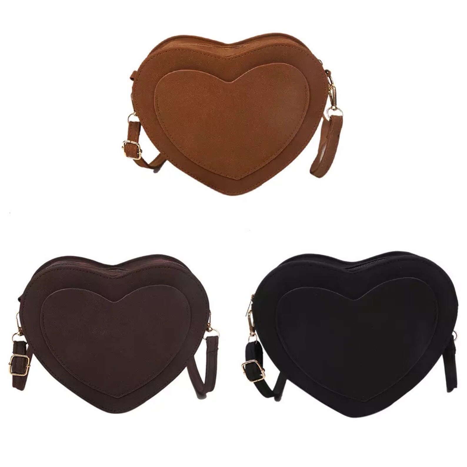 Heart Shape Clutch Purse PU Leather Cross Body Zip Pocket - Etsy