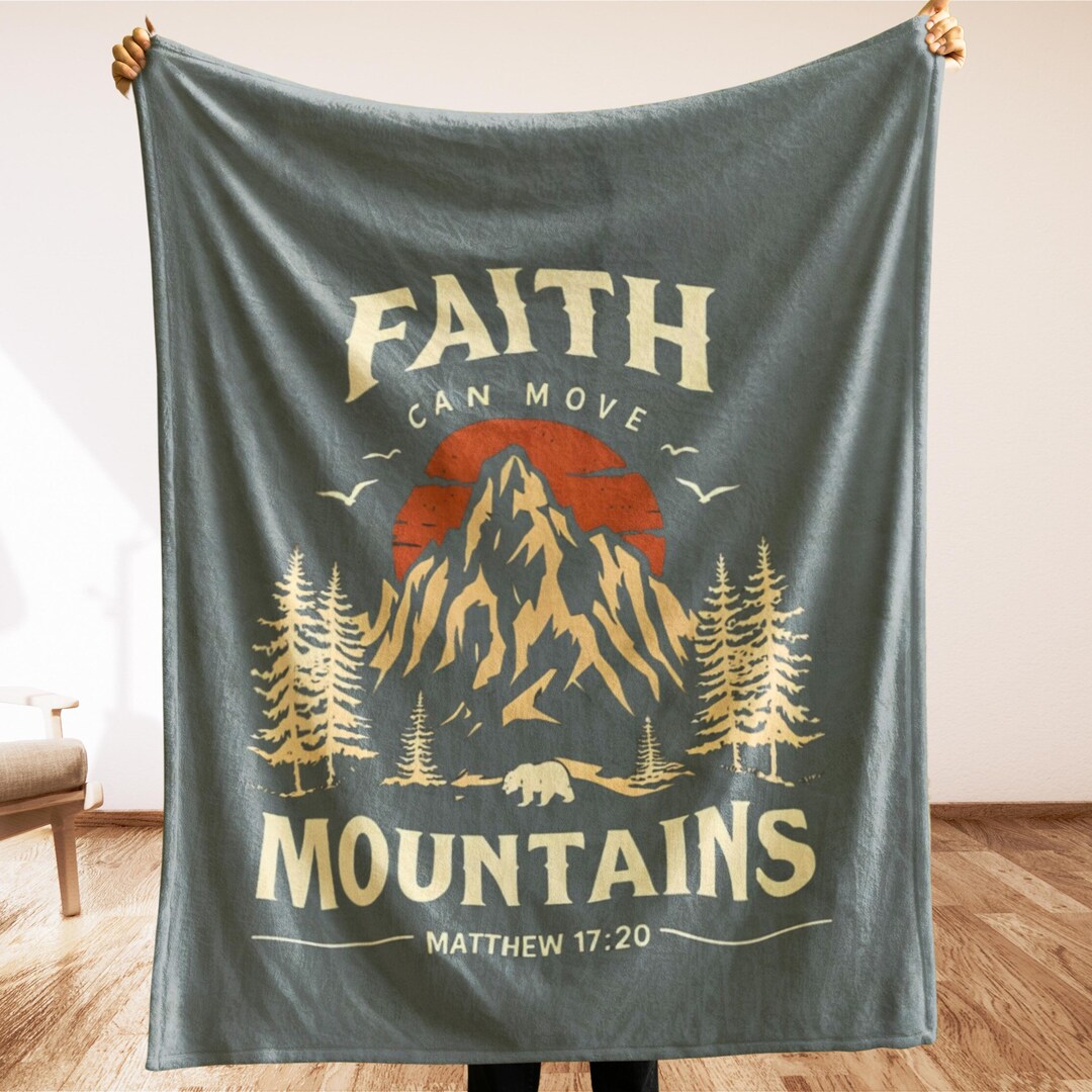 Faith Can Move Mountains Plush Blanket, Personalized Christian ...