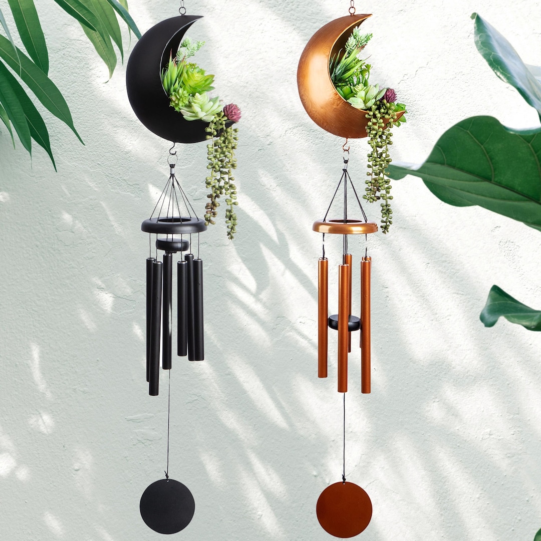 Wind Chimes for Outside, Moon Planter Sympathy Memorial Wind Chime for ...