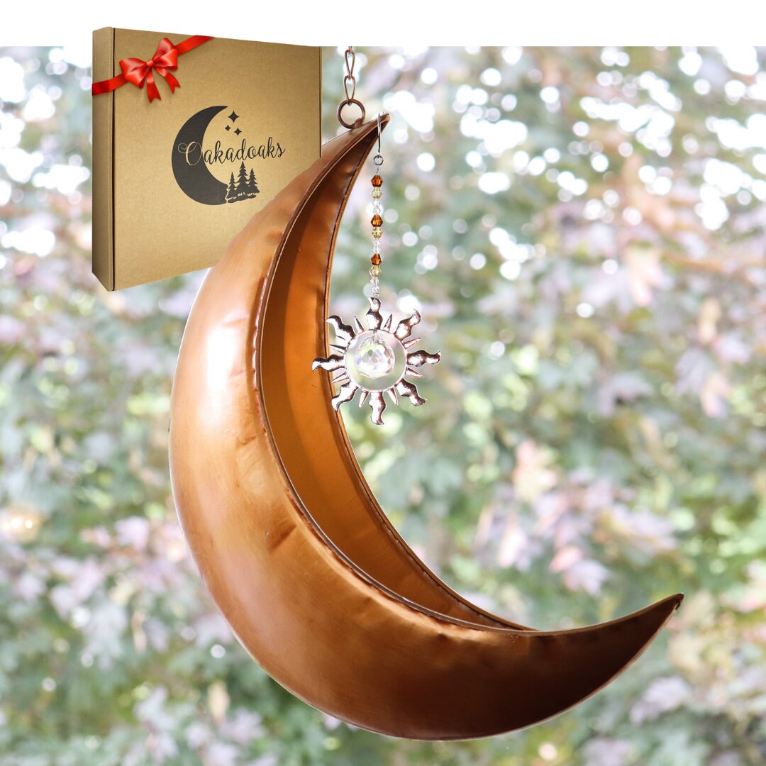 Hanging Moon Planter With Crystal Suncatcher for Moon Room - Etsy