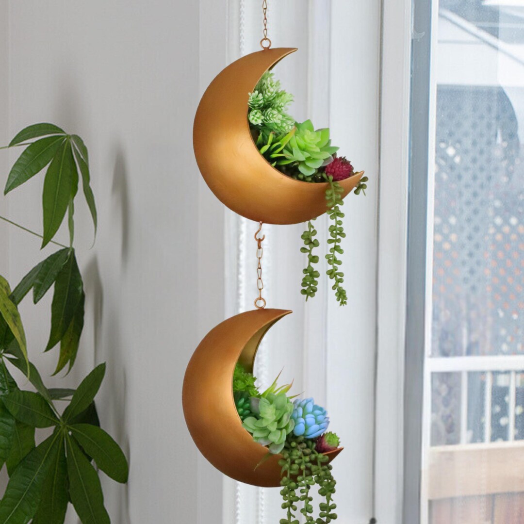 Double Hanging Moon Planter for Moon Room Decor - Great for Succulents ...