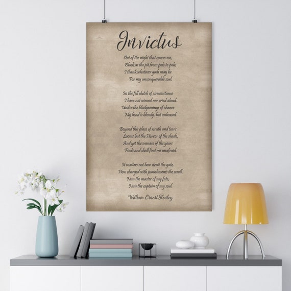 Invictus Poem Poster William Ernest Henley Poem Wall Art | Etsy