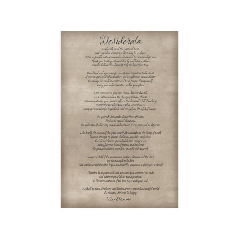 Cartel del poema Desiderata / Poema de Max Ehrmann Arte mural / Cartel ...
