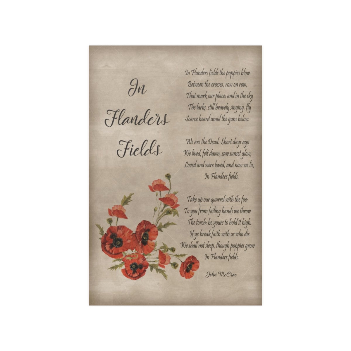 In Flanders Fields Poster, John Mccrae, Wall Art, Poem Print - Etsy