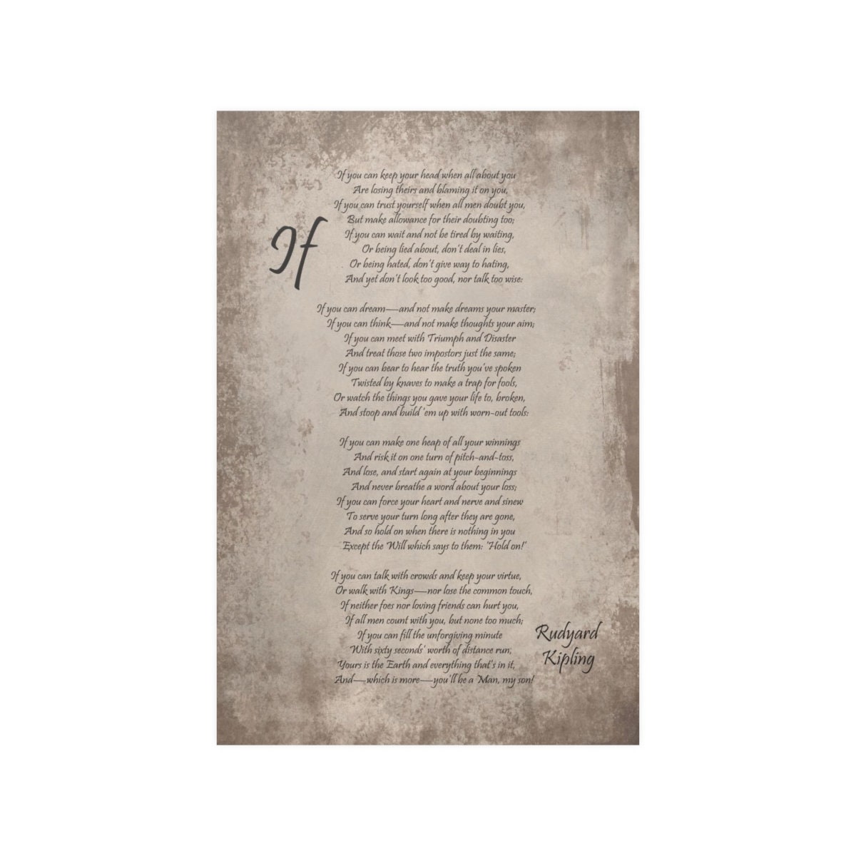 If Poem by Rudyard Kipling Vintage Poster Vintage English Literature ...