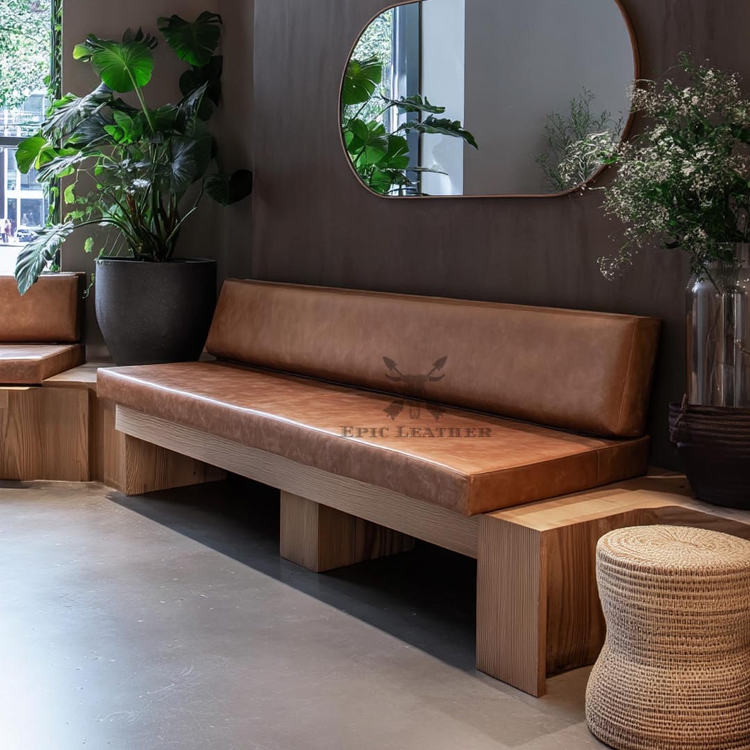 Custom Leather Bench Cushion Cover: Mid-century Chair Replacement - Etsy