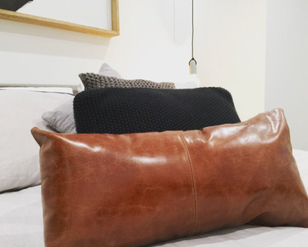 Epic Brown Leather Lumbar Pillow Cover Leather Decorative Throw Pillow ...