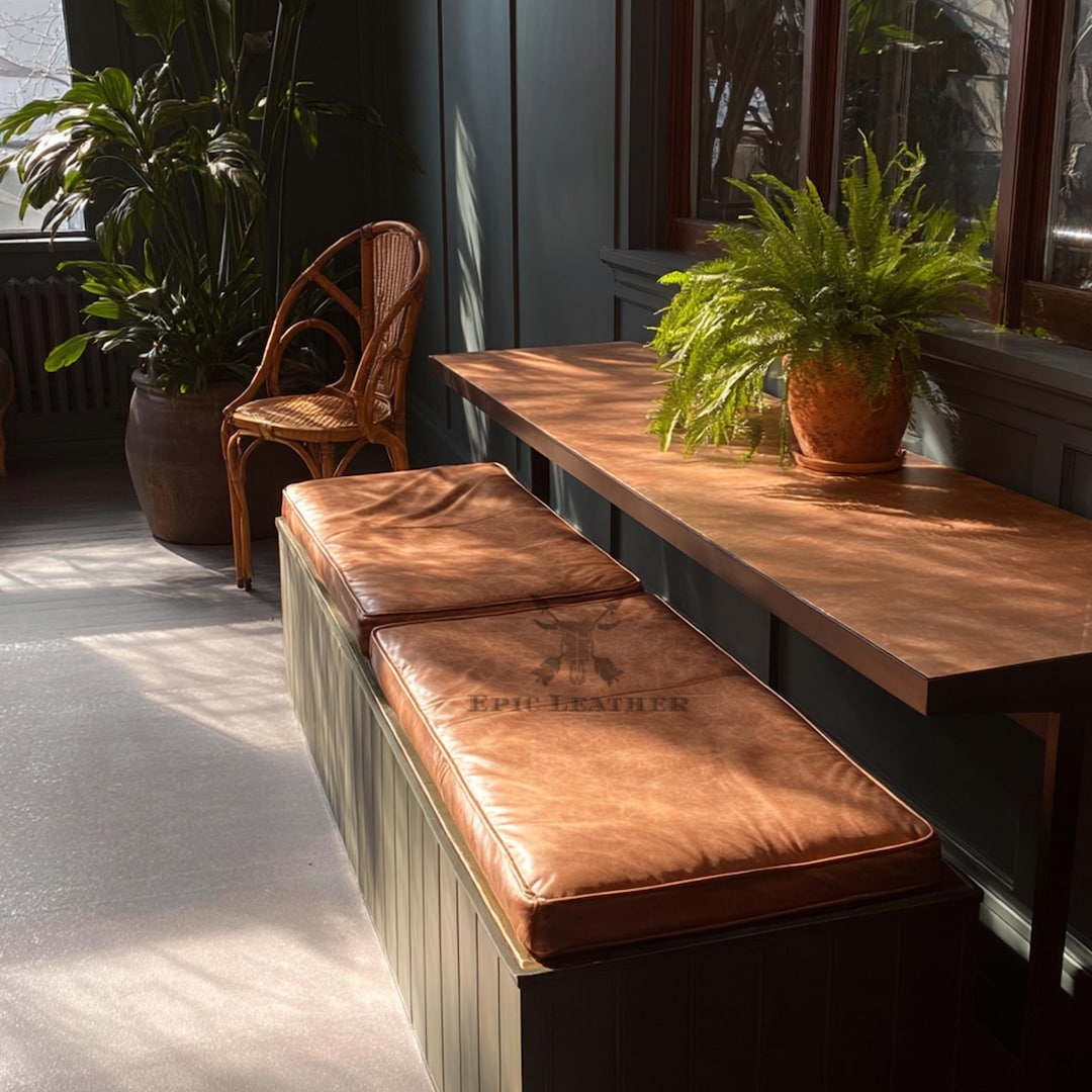 Custom Leather Bench Cushion Cover: Genuine Buffalo Leather - Etsy