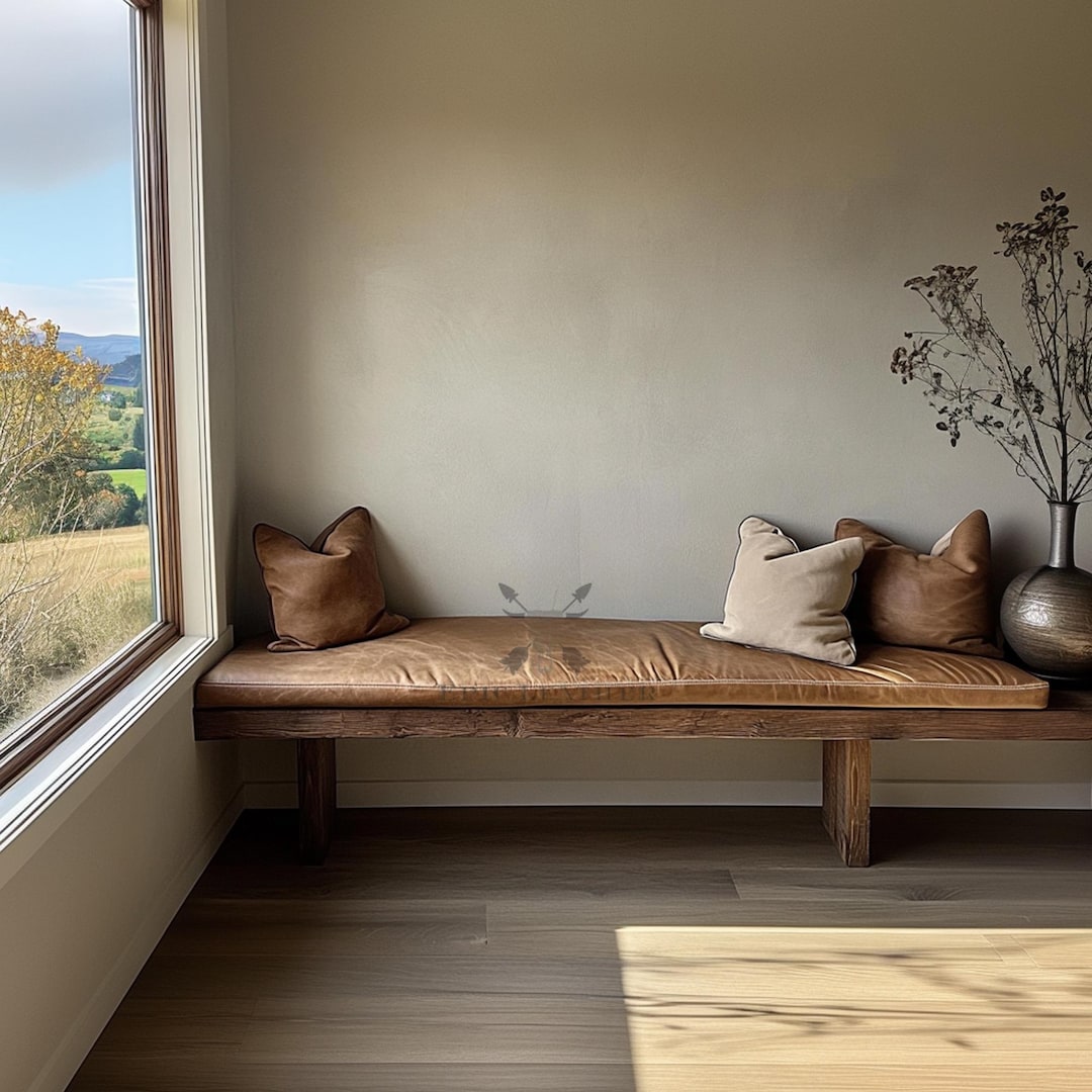 Custom Leather Bench Cushion Cover: Genuine Buffalo Leather - Etsy