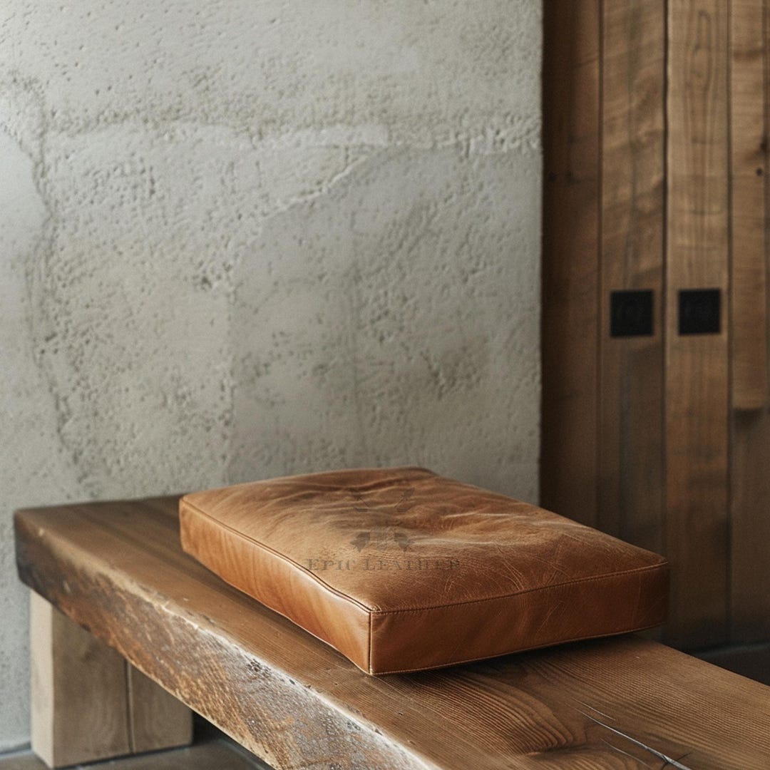 Custom Leather Bench Cushion Cover: Aniline-dyed Buffalo Leather ...