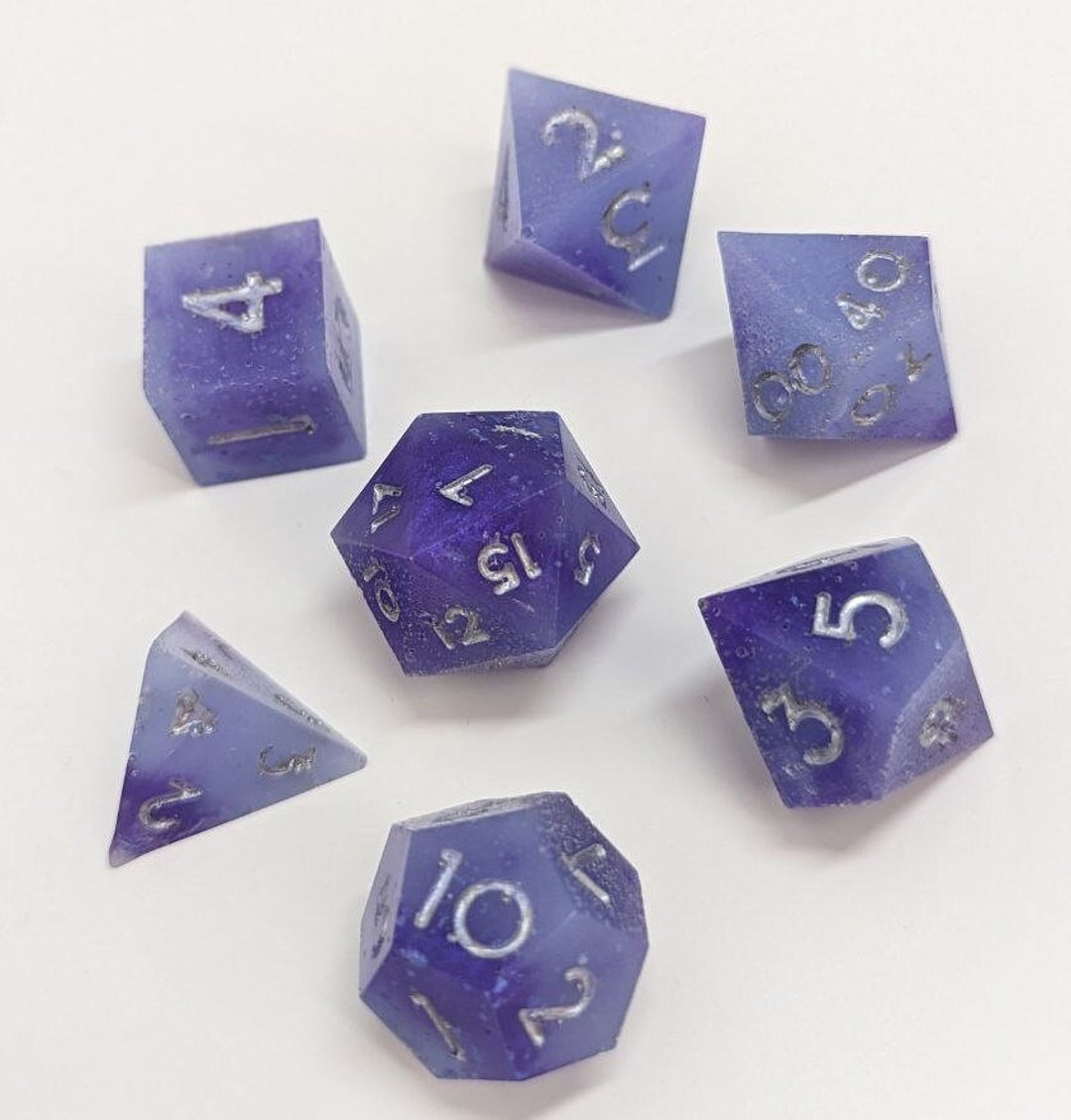 D&D Handmade Dice Set Wisteria Fantasy Dice Purple Swirls Dice Sharp ...