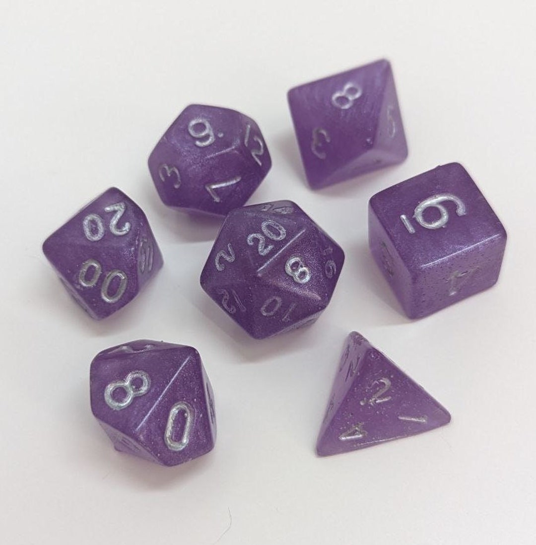 D&D Handmade Dice Shimmering Purple Set Lilac Dream Dice Glittery Lilac ...