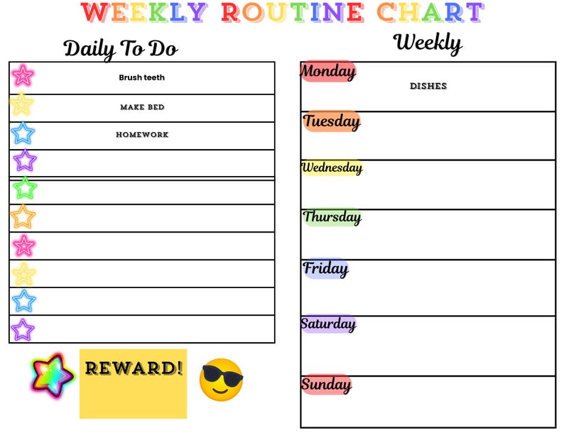 Editable Daily Routine Chart for Kids | Morning & Bedtime Checklist ...