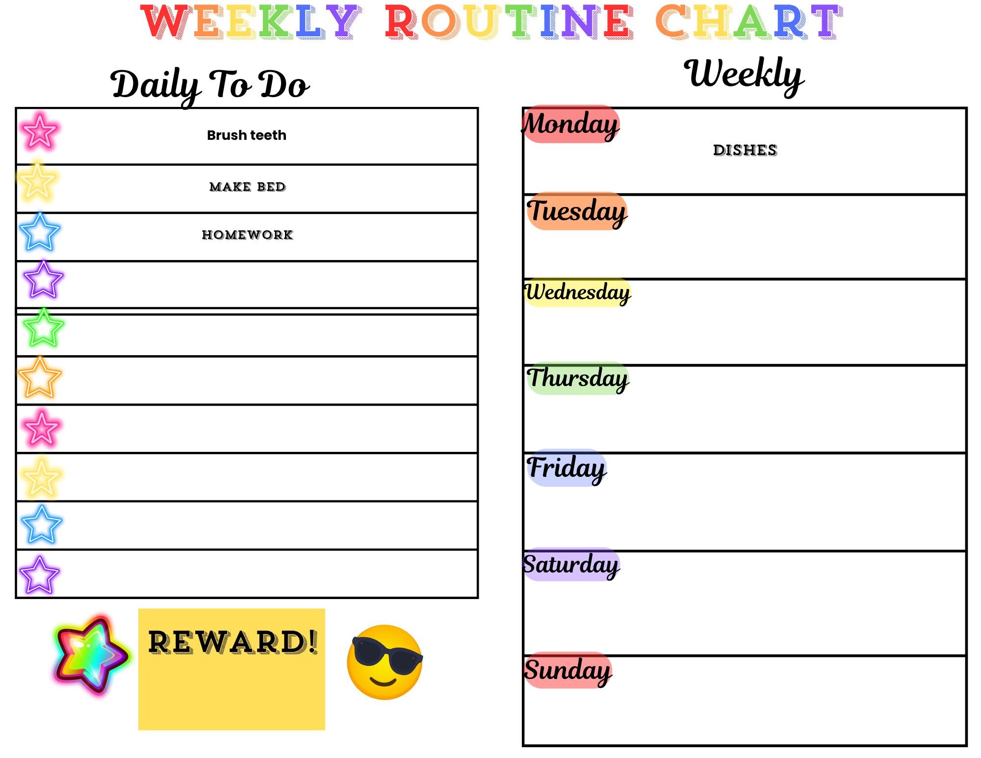 Editable Daily Routine Chart for Kids | Morning & Bedtime Checklist ...