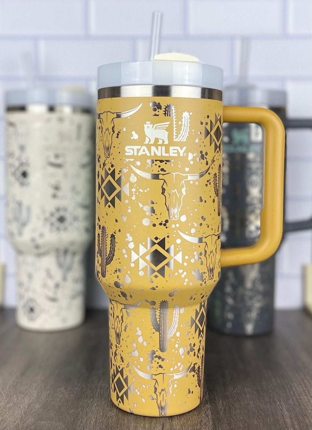 Engraved Stanley Tumbler | Western Aztec Tribal 360 Wrap 30oz 40oz - Etsy