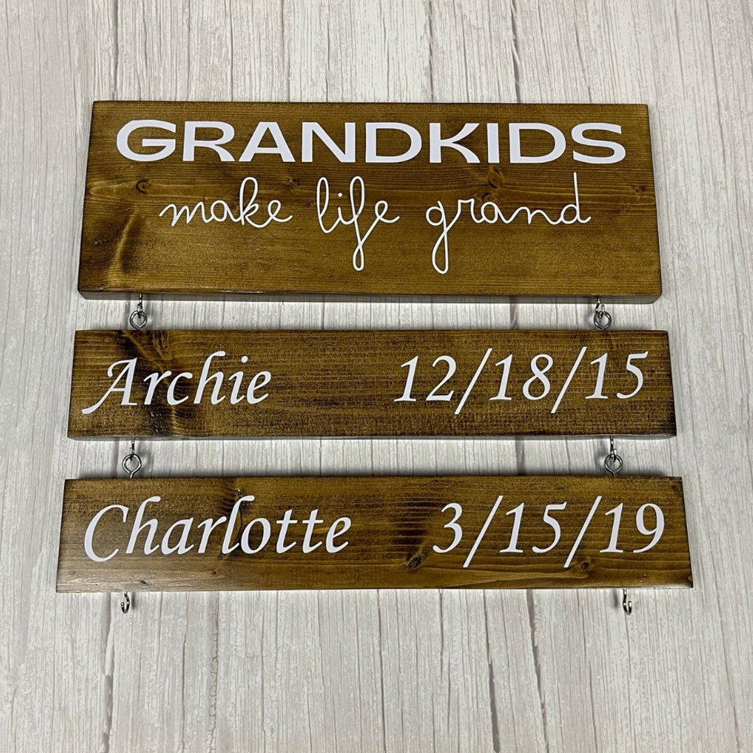 Custom Grandparent Sign, Grandkids Names Birthdates, Mother's Day Gift ...