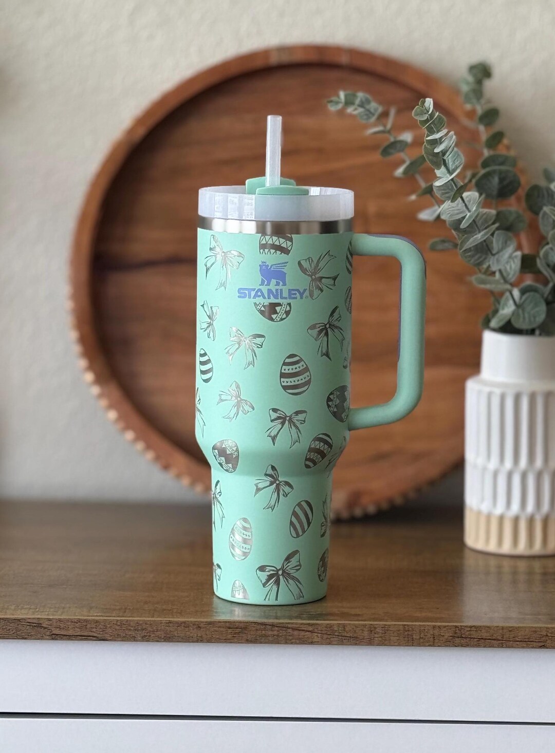 Easter Stanley 40oz Tumbler – Engraved Eggs & Bows – Custom Quencher ...