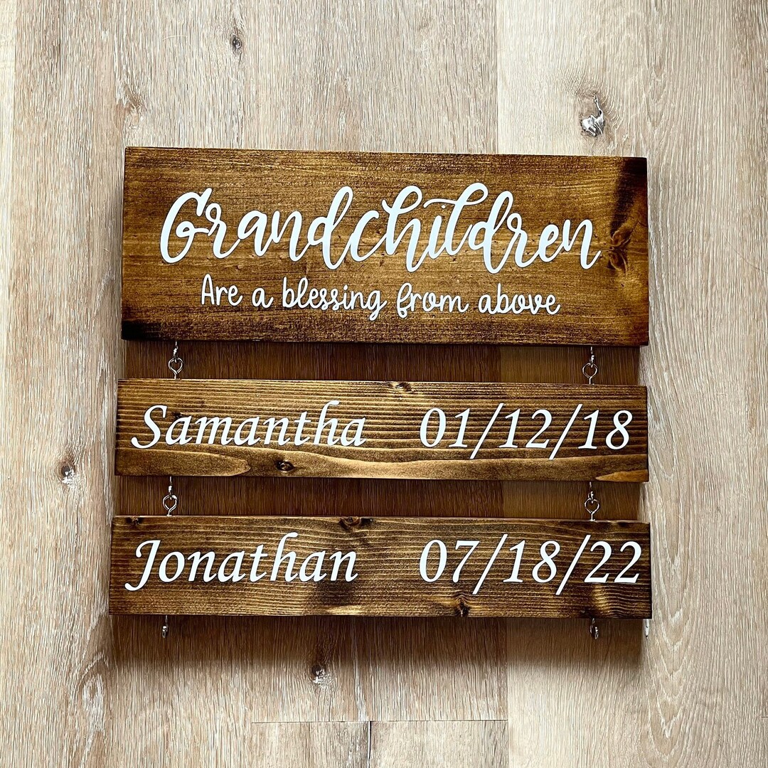 Custom Grandparent Sign With Grandkids Names & Birthdates ...