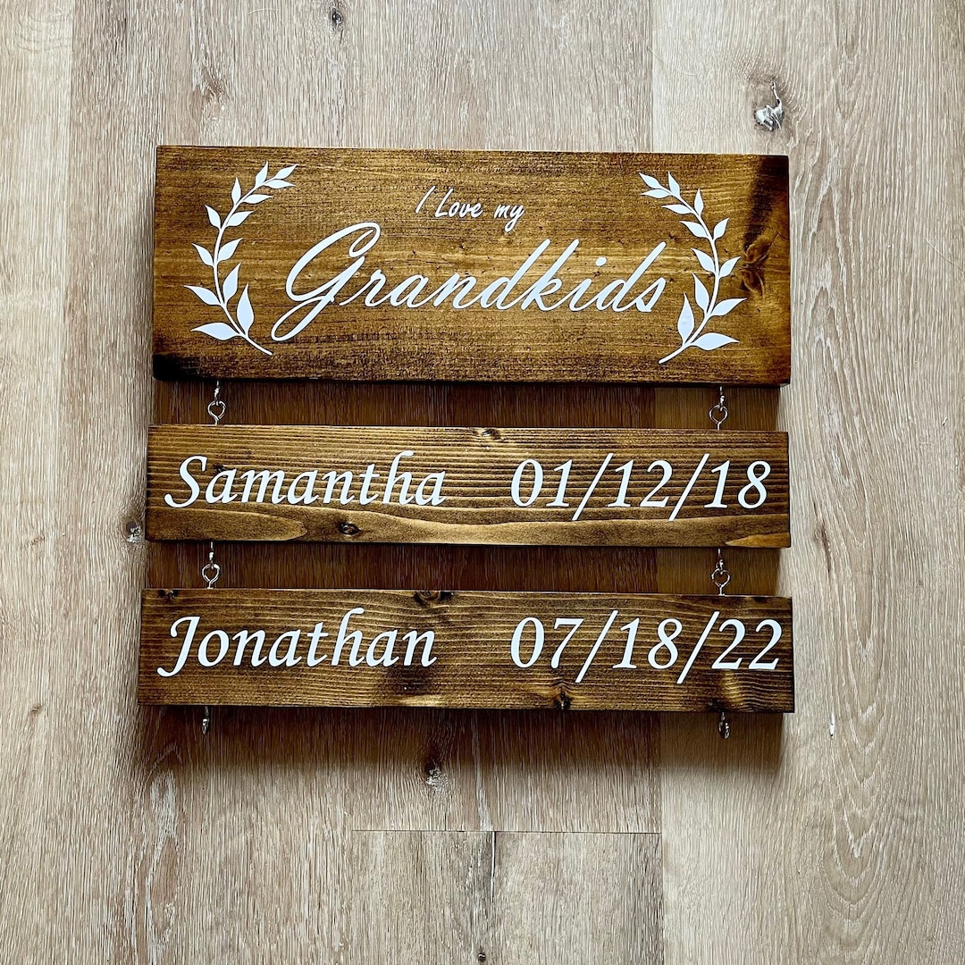 Personalized Grandchildren Sign With Names, I Love My Grandkids Wood ...