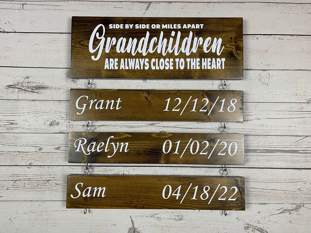 Personalized Grandparent Sign : "side by Side" Wooden Sign With ...