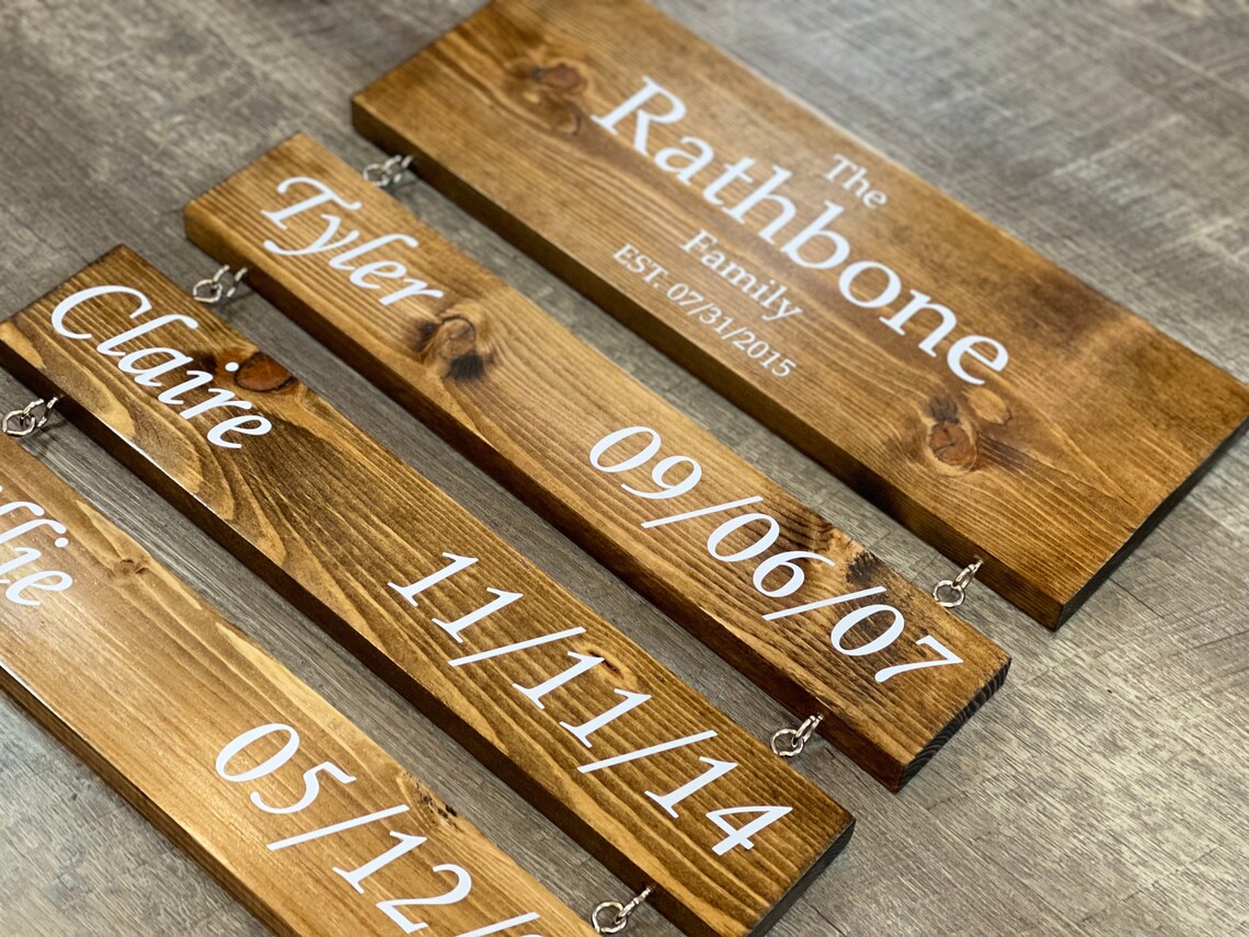 Personalized Family Wood Sign, With Kids Names and Birthdates ...