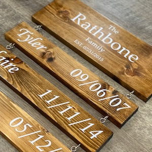 Personalized Family Wood Sign, With Kids Names and Birthdates ...